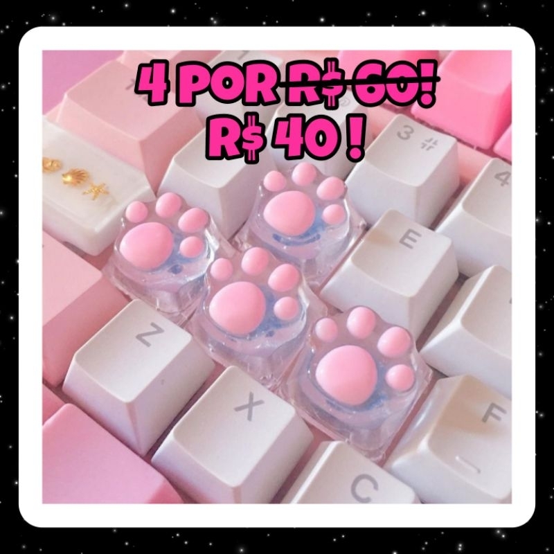 Tecla de patinha keycap para teclado mecânico setup - Pink Geek ...