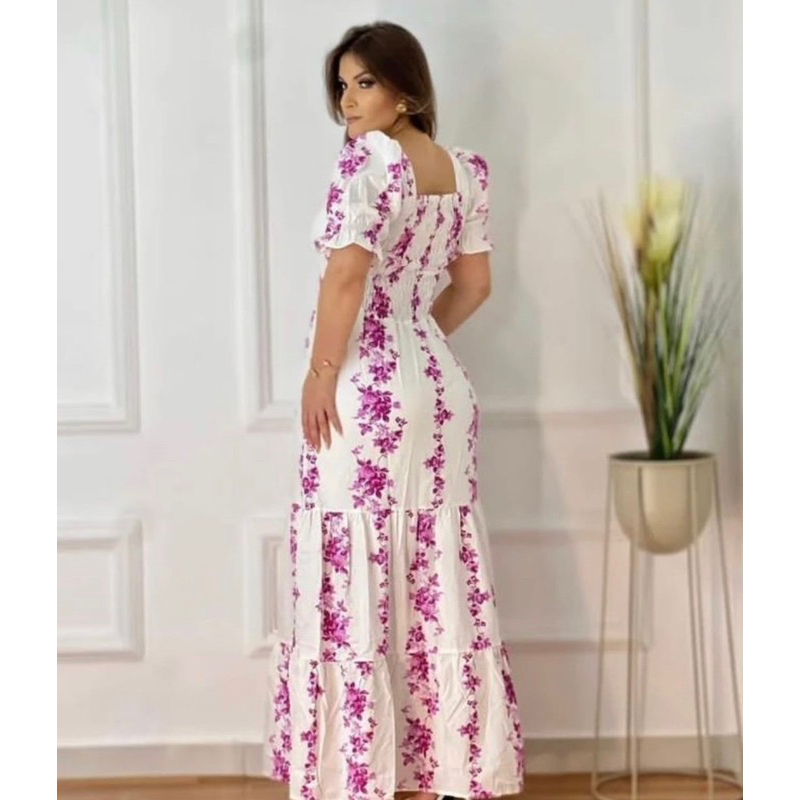 Vestido Mary longo manga bufante, elegância e estilo. | Shopee Brasil
