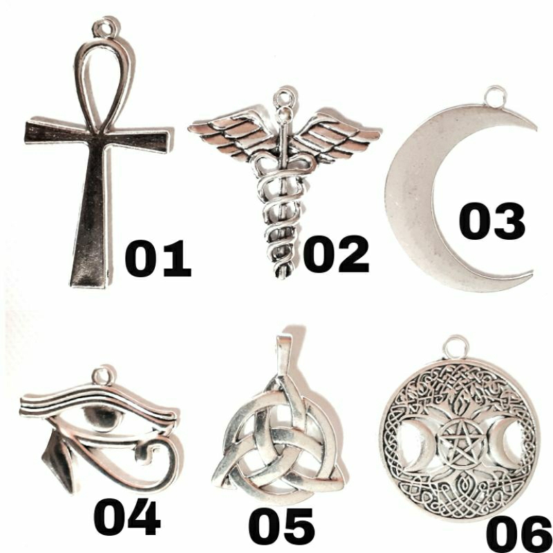 Pingentes AVULSOS [G] pingente Ankh, Caduceu, Lua Grande, Olho de Hórus ...