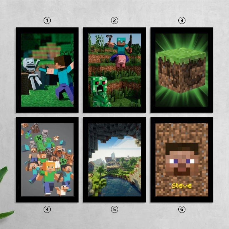 Quadros Decorativos Minecraft Infantil Vários Modelos Com Moldura e ...
