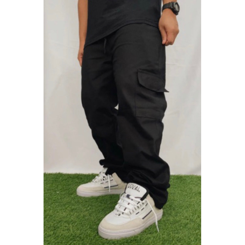 CalÇa Cargo Larga Sarja Masculina Feminina Skate 6 Bolsaos Fechamento