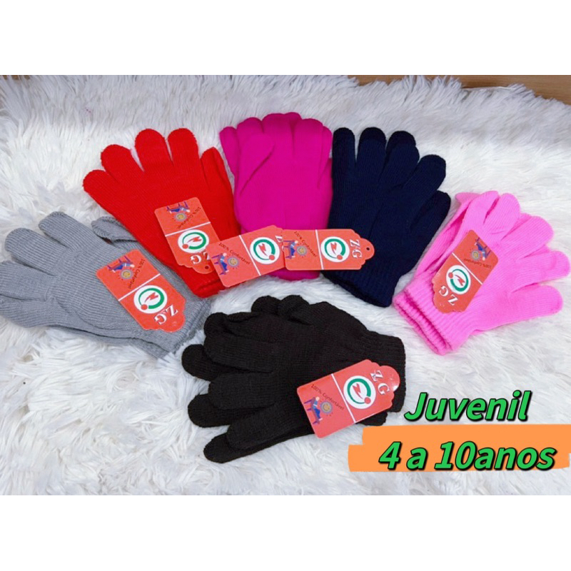 Luva infantil 4 ao 10 anos Lã Inverno Menina Menino Frio | Shopee Brasil