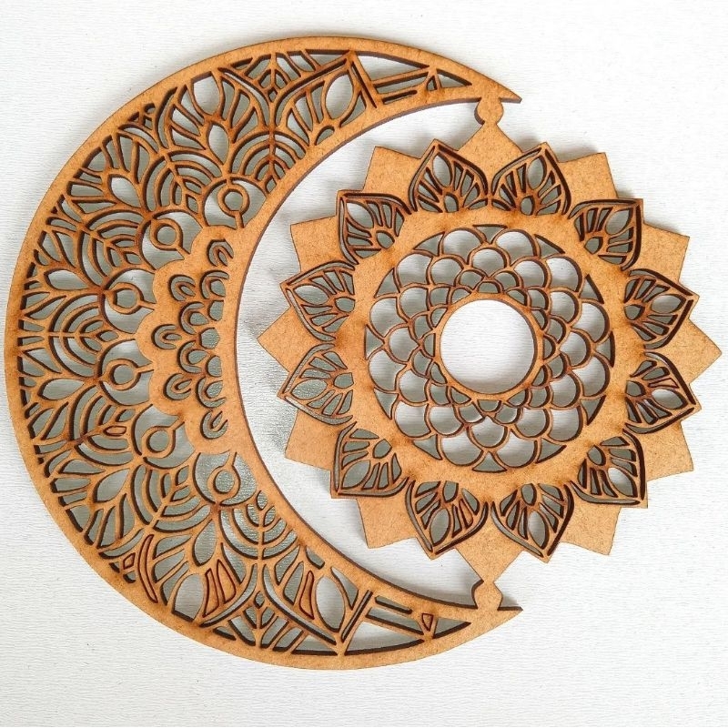 Mandala Decorativa Lua e Sol em mdf cru 3mm | Shopee Brasil