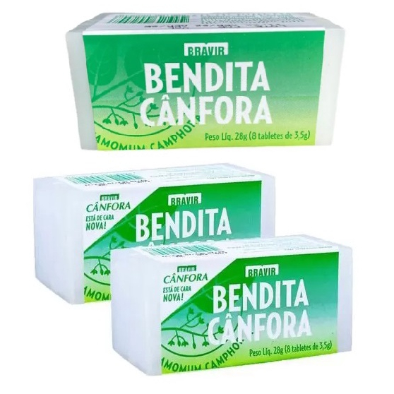 Kit c/ 3 Bendita Cânfora Cada Estojo c/ 8 Tablete de 3,5g | Shopee Brasil