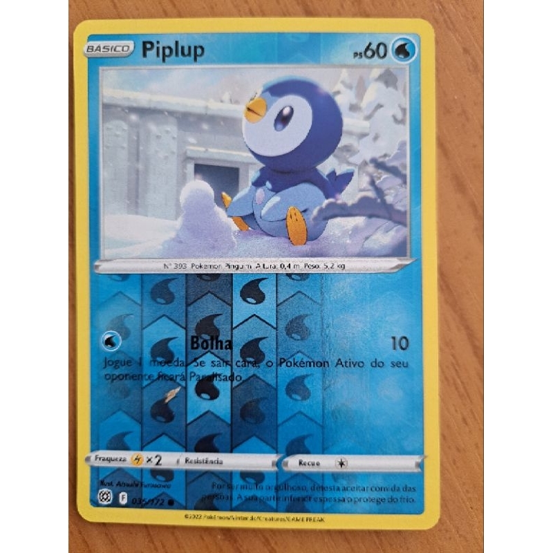 Card Pokémon Piplup Reverse Foil original e nova | Shopee Brasil