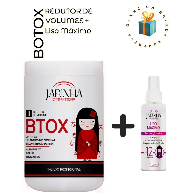KIT BOTOX JAPINHA REDUTOR DE VOLUME 1KG + SPRAY TERMO ATIVO 120ML ...