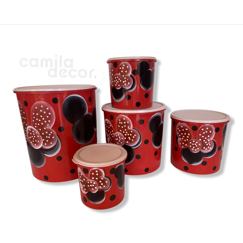 Mantimento de plastico conservador redondo M M DECORADO A MAO kit 5 ...