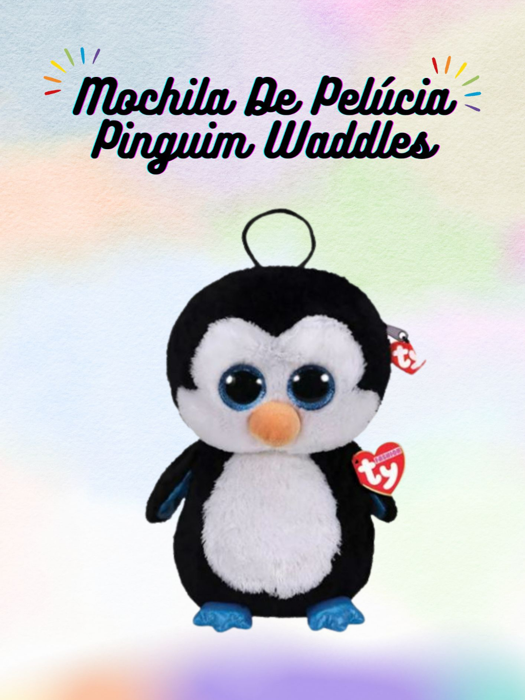 Mochila De Pelúcia Pinguim Waddles Preto Bolsa Ty Dtc Boo | Shopee Brasil