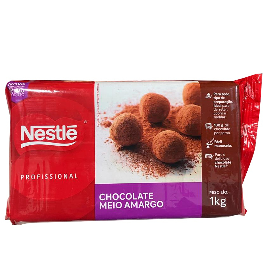Barra de Chocolate Meio Amargo Nestle 1kg | Shopee Brasil