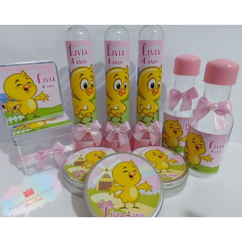 40 ITENS KIT FESTA LEMBRANCINHA PERSONALIZADA PINTINHO AMARELINHO ROSA ...