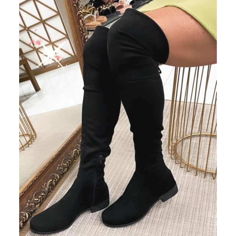 Bota Over The Knee Lançamento estilo meia calça com regulagem e fecho ...