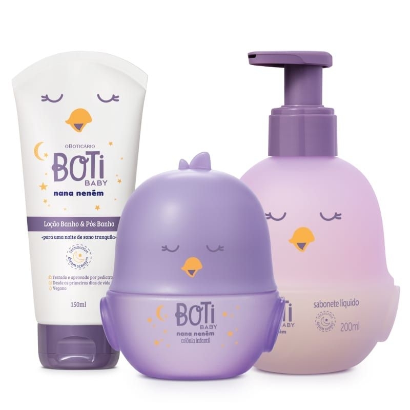 KIT BOTI BABY NANA NENÉM COLÔNIA 100ML+SABONETE LÍQUIDO 200ML+LOÇÃO ...