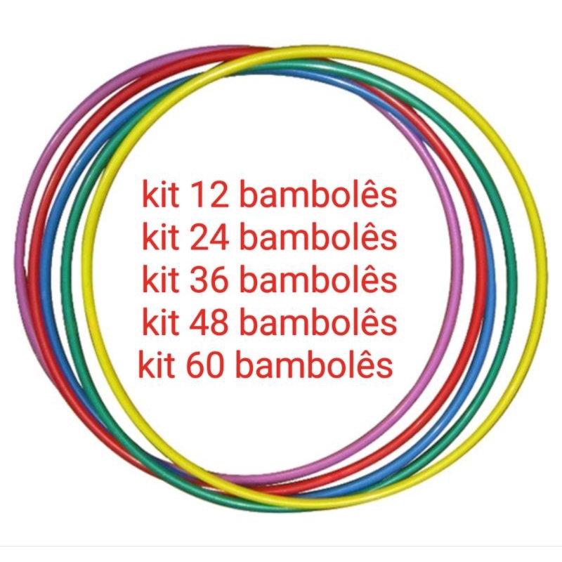 Bambolê Multicoloridos 65cm (kits com 12,24,36,48,60 Bambolês coloridos ...