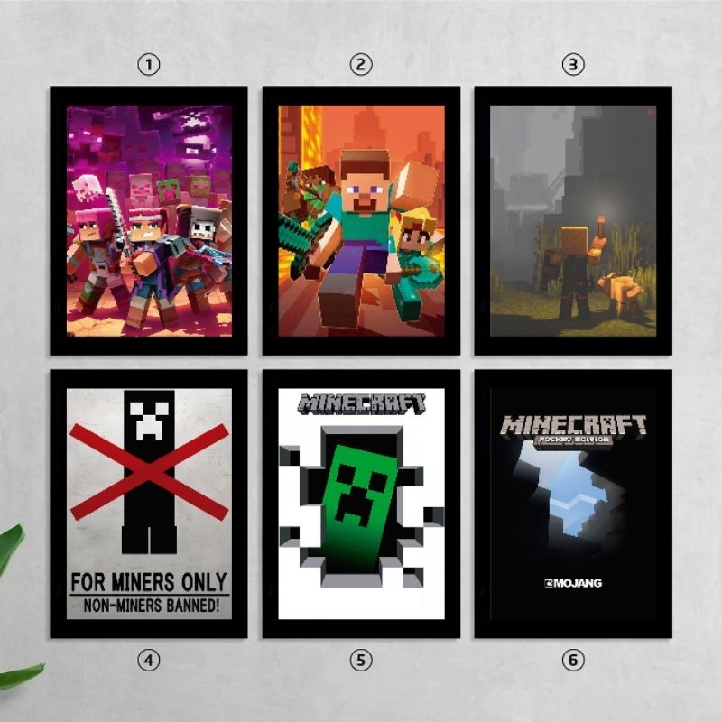 Quadros Decorativos Minecraft Infantil Vários Modelos Com Moldura e ...