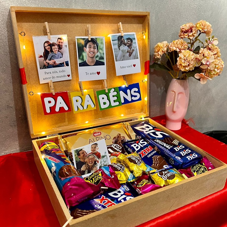 Caixa Presente Niver Box com LED Personalizada - Completa ou Vazia para ...