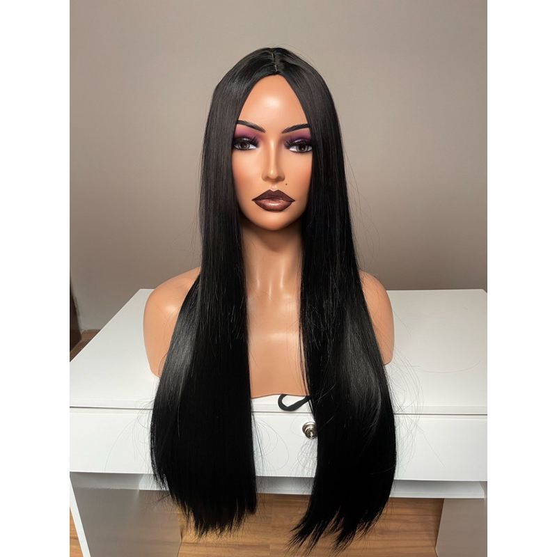 peruca Wig lace lisa 75cm Couro cabeludo fibra premium | Shopee Brasil