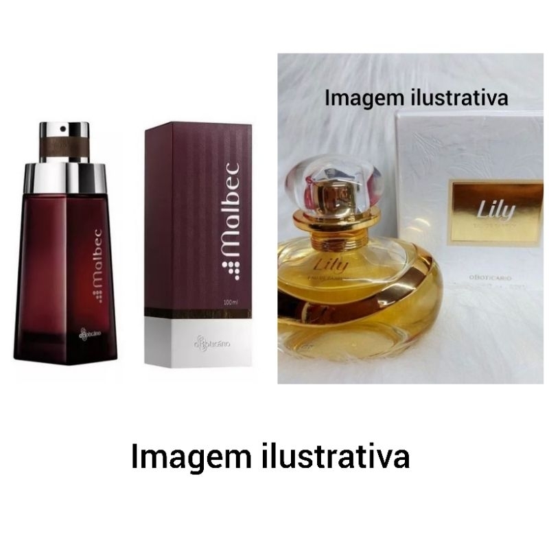 Kit 2 Perfumes 50Ml Malbec+Lily Masculino e Feminino | Shopee Brasil