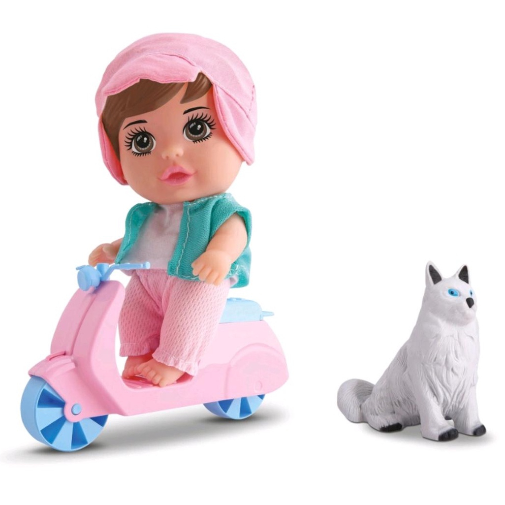 Boneca Bebe Mini Bee Hugs + Scooter +Pet - Bee Toys | Shopee Brasil