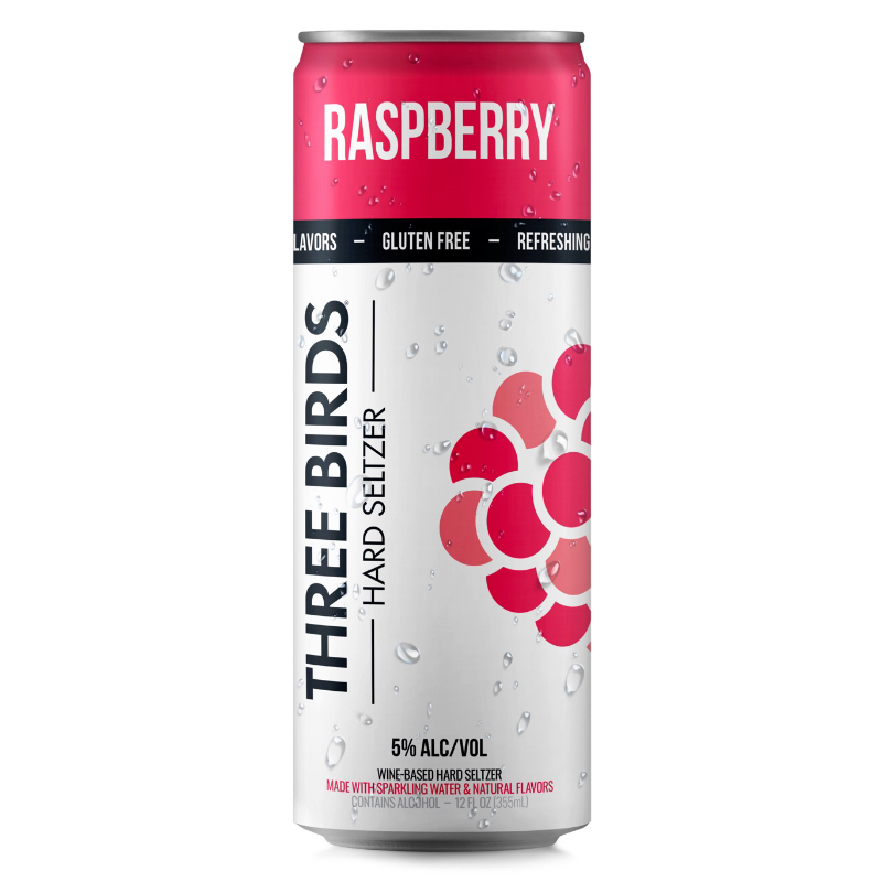 Lata colecionável three birds hard seltzer raspberry (importada ...