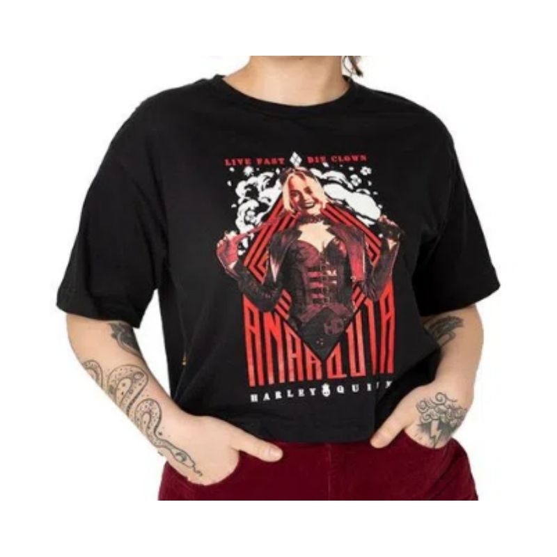 Camiseta Cropped Arlequina Anarquia adulto plus size geek nerd | Shopee ...