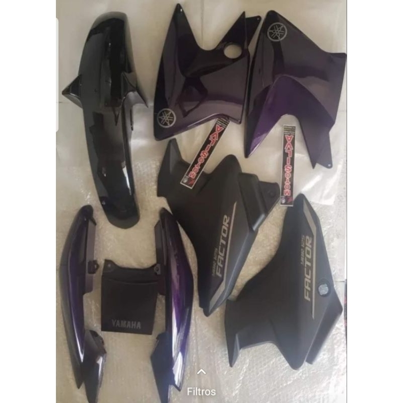 Kit plásticos carenagem factor 2009 2010 2011 2012 2013 preta vermelha roxo | Shopee Brasil