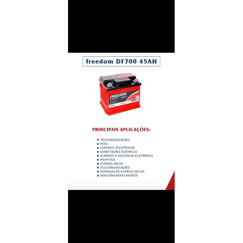 freedom DF 700 corresponde a 50 ah | Shopee Brasil