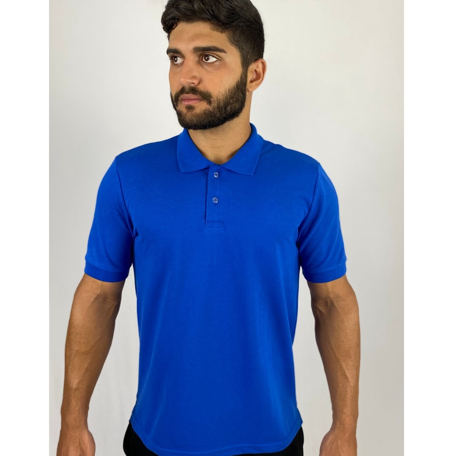 Camisa Polo Masculina Azul Royal | Shopee Brasil