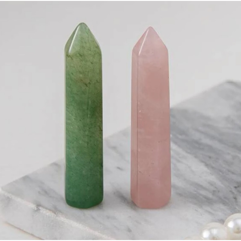 ponta de pedra natural/cristal quartzo rosa e quartzo verde | Shopee Brasil
