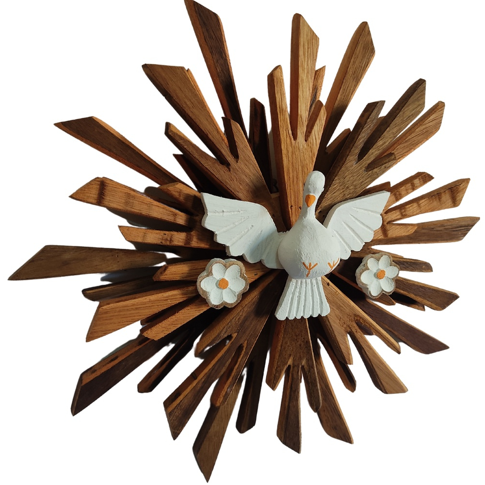 Divino Resplendor Artesanal Rustico Em Madeira Religioso 40CM | Shopee ...