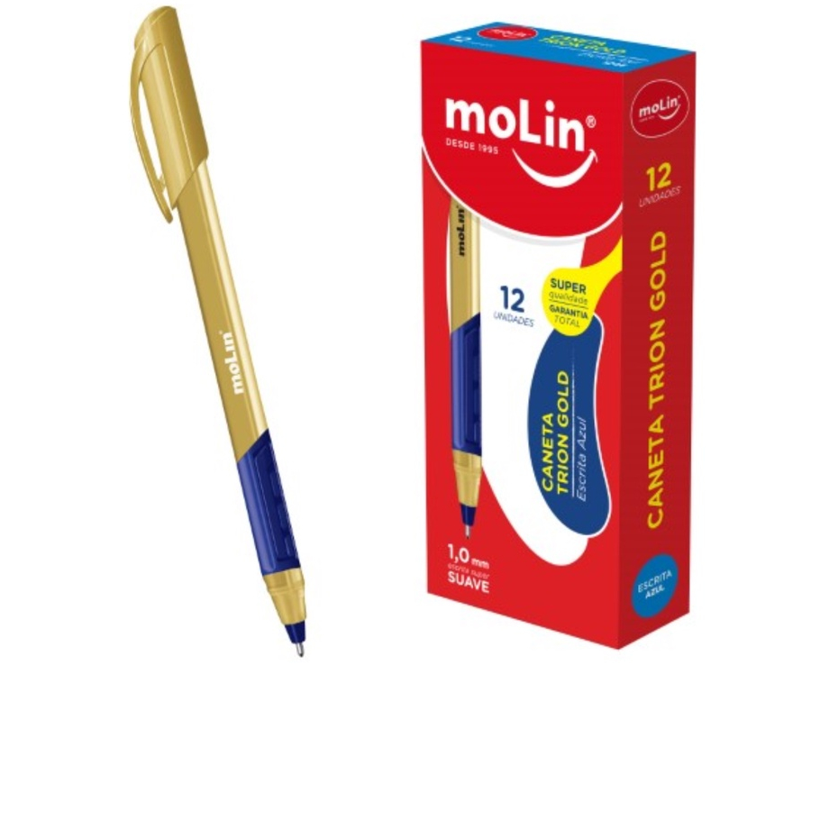CANETA TRION GOLD GRIP MOLIN CX 12 UNIDADES | Shopee Brasil