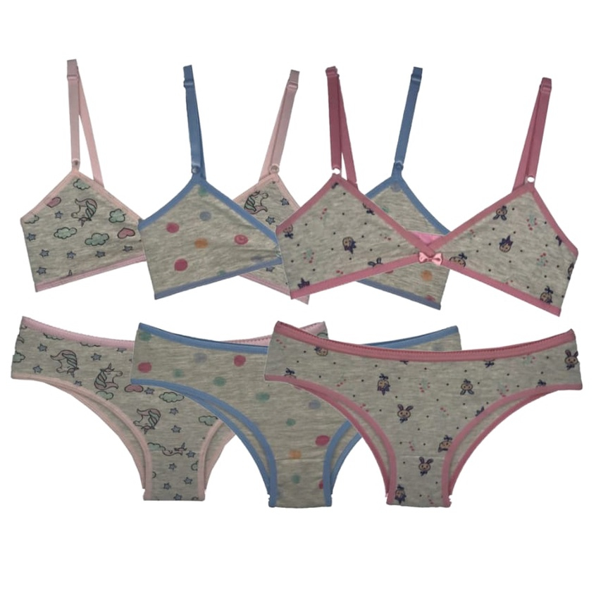 Kit 3 Conjuntos Infantil Menina Moça sem bojo Juvenil/Calcinha e Sutiã ...