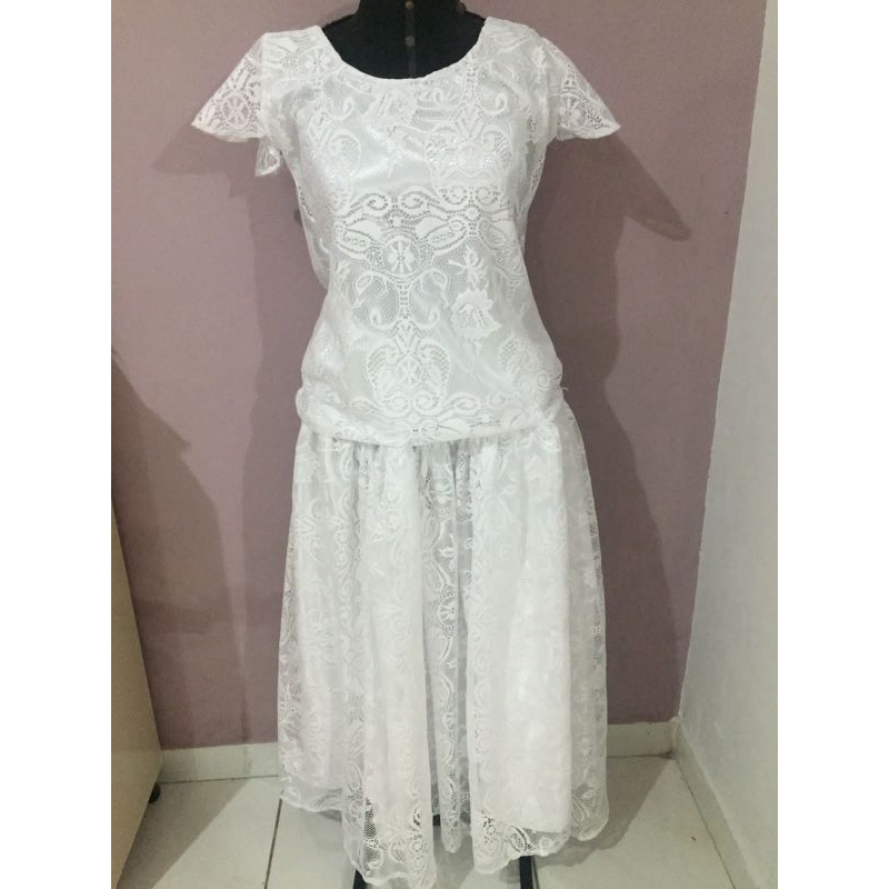 Conjunto de renda branca umbanda | Shopee Brasil