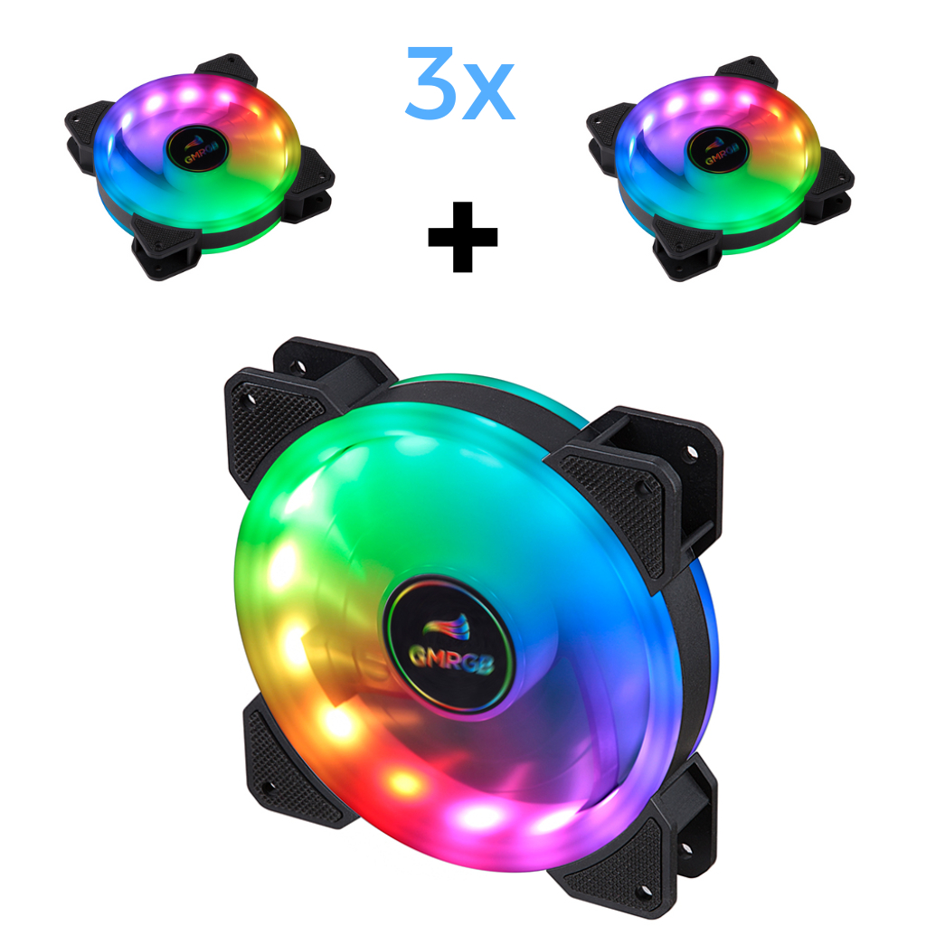 Kit 3 Cooler Gabinete Gamer Led Fan Cooler Pc Fan Rgb | Shopee Brasil