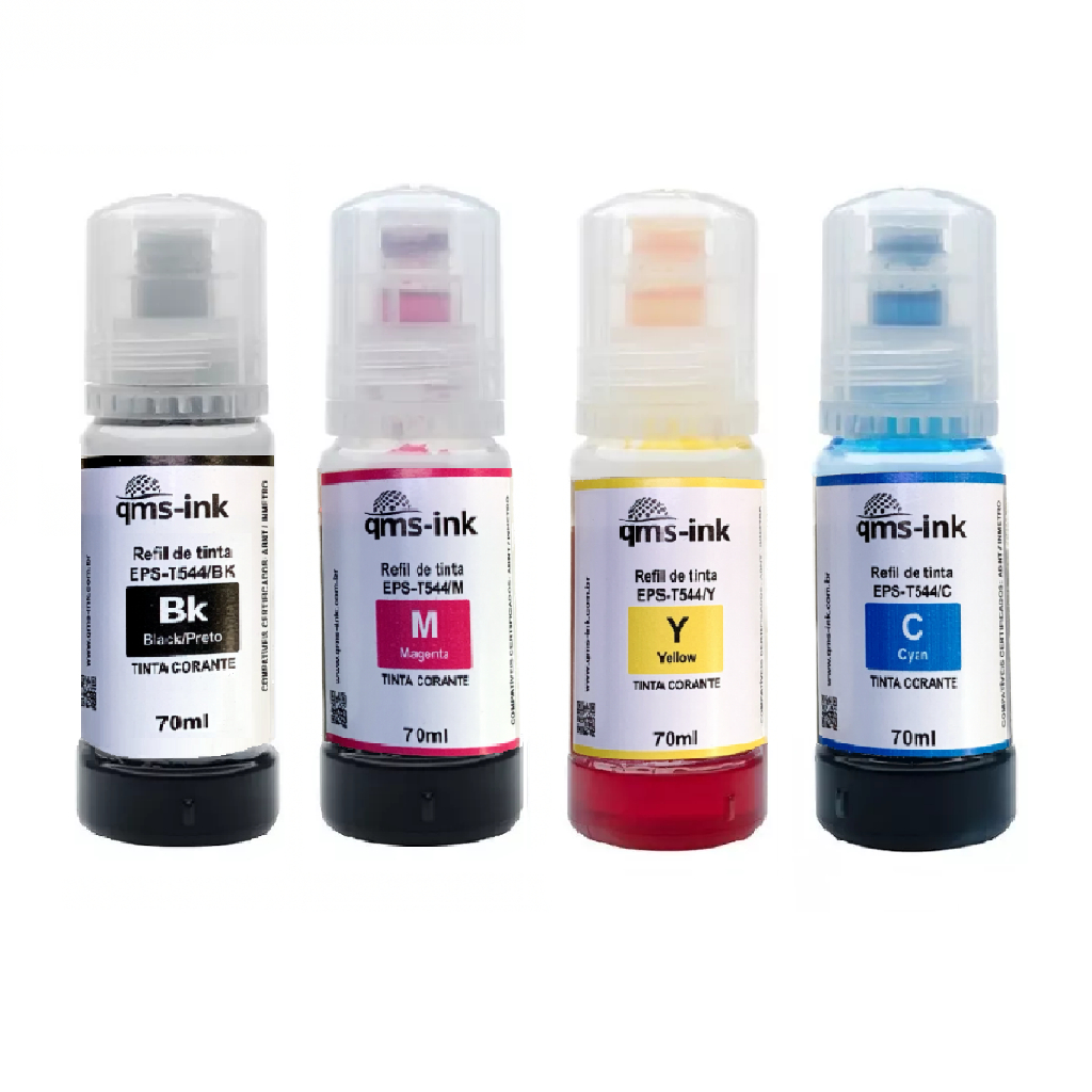 Kit 4 Tintas Qms-ink para Impressora Eps T544 L1110 L3110 L3150 L5190 | Shopee Brasil
