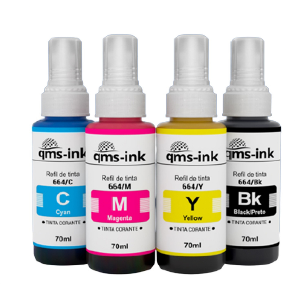 Kit 4 Tintas Qms-ink Impressora Eps 664 Ecotank L121 L375 L395 | Shopee ...
