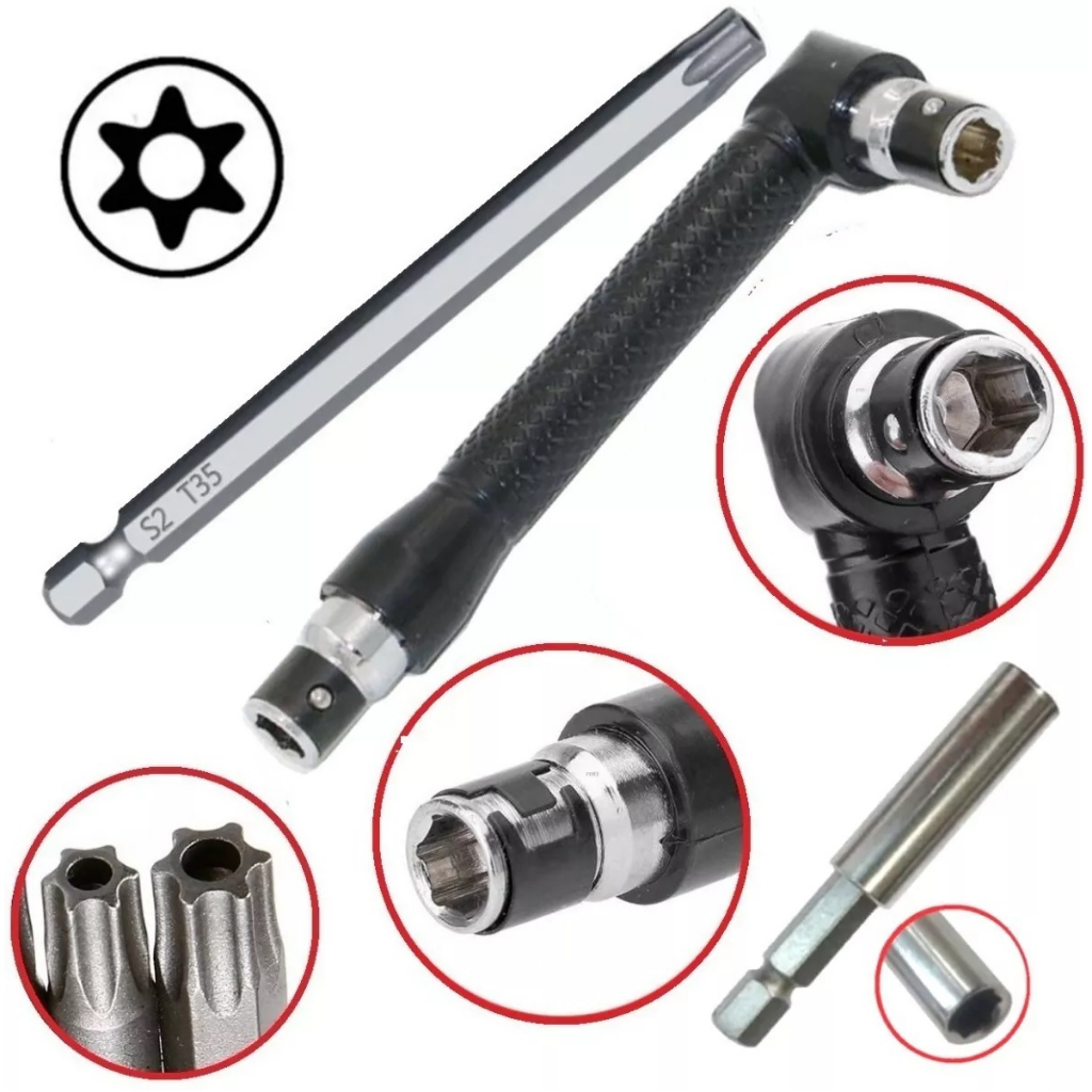 Bits Torx Longo Furo Guia T35 x 100mm + 2 Suportes Prolongador | Shopee ...