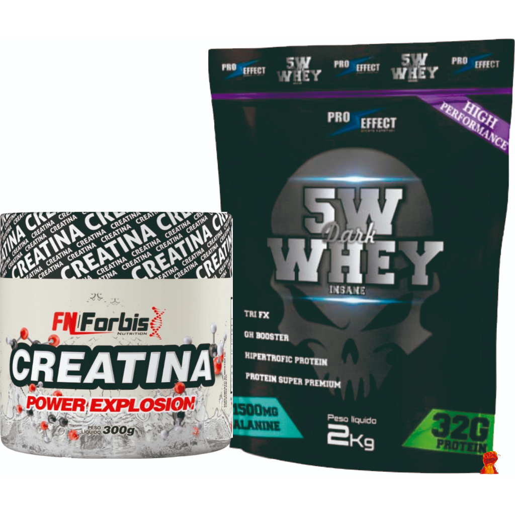 Suplemento Whey 5W Dark Insane 2kg Refil + Creatina Monohidratada Fn ...
