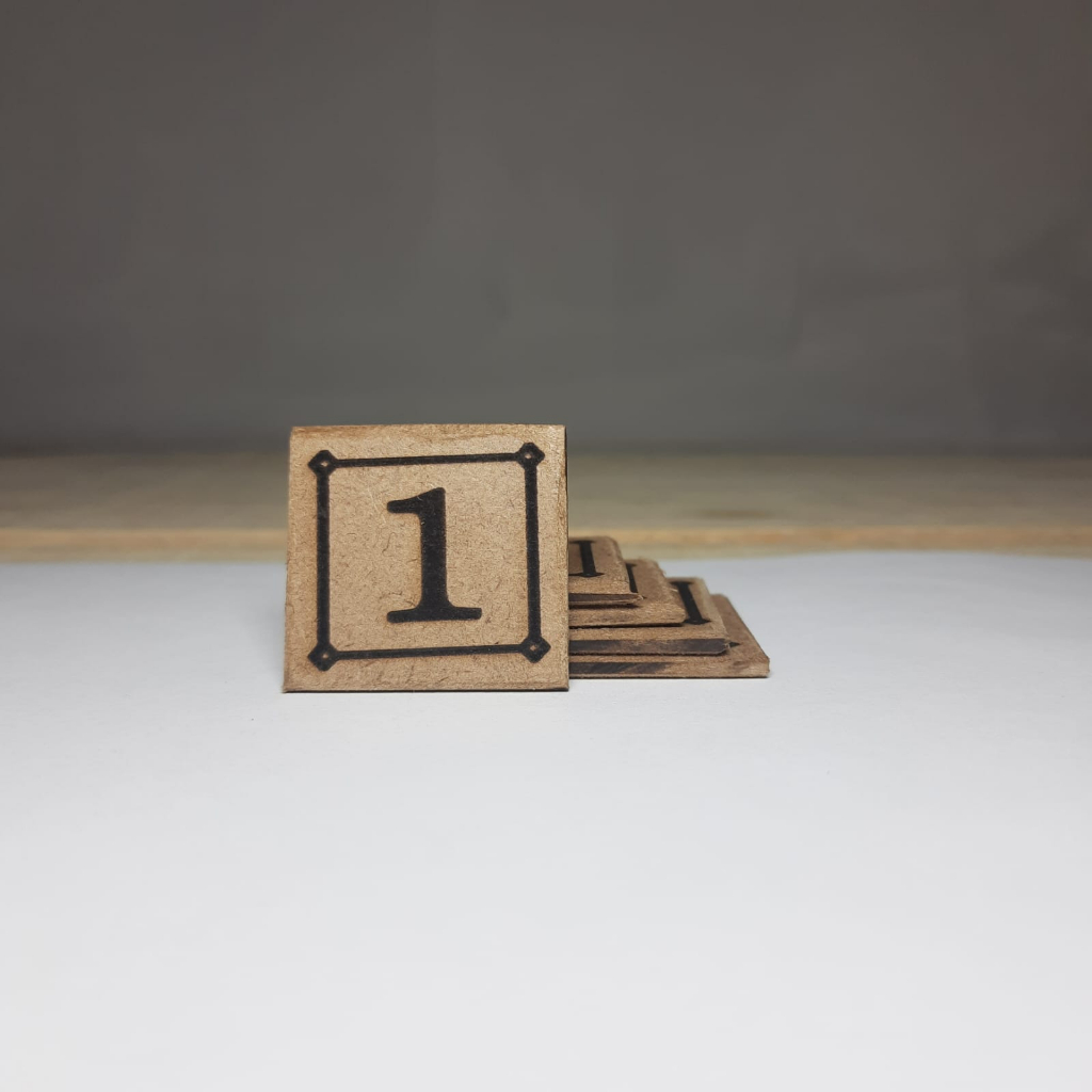 Placas Numeradas de 0 a 9 Gravado a Laser 3mm em MDF kit 10 pcs ...