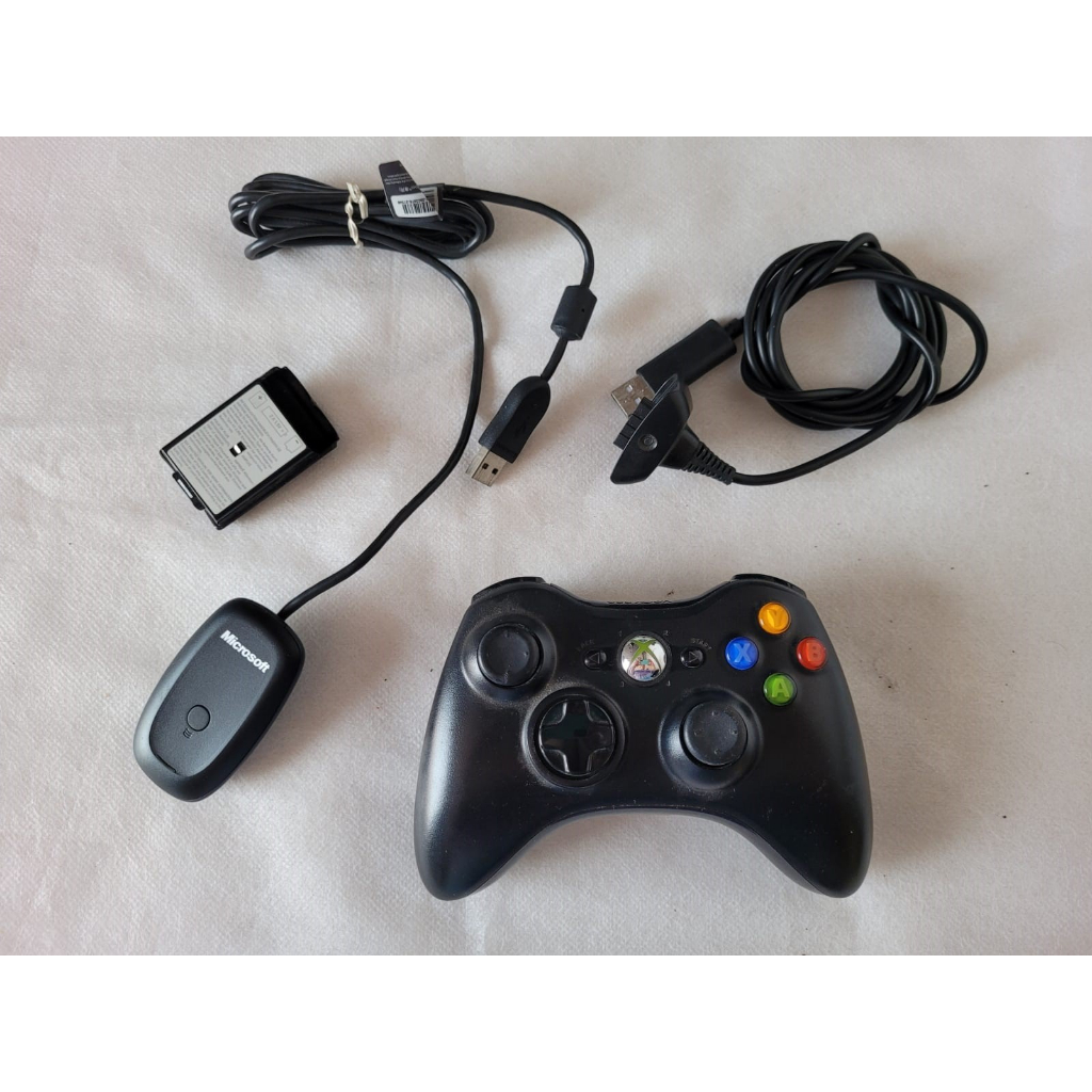 Controle Microsoft Wireless Xbox 360 com Receptor de PC, bateria e cabo ...