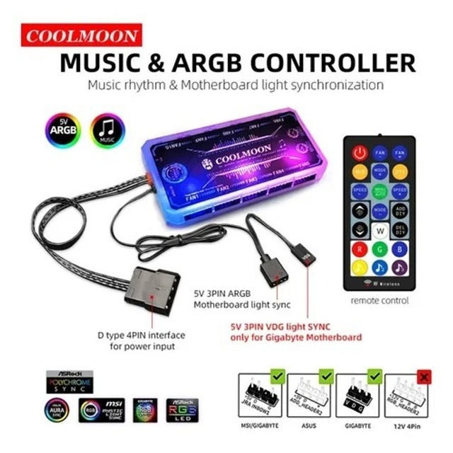 Controladora Rgb 6 Pinos Coolmoon Com Controle | Shopee Brasil
