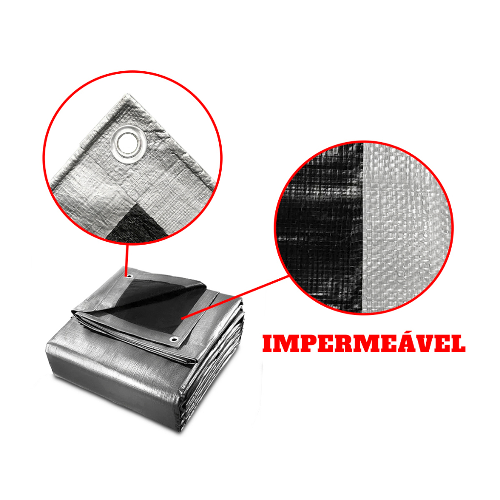 Lona Blackout Impermeável Multiuso 300 Micras Cinza Preto 4x3 Metros Em ...