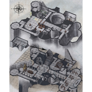Mapas de Batalha Castelo Ravenloft completo (Conjunto com 3 mapas) playmat rpg Dungeons and ...