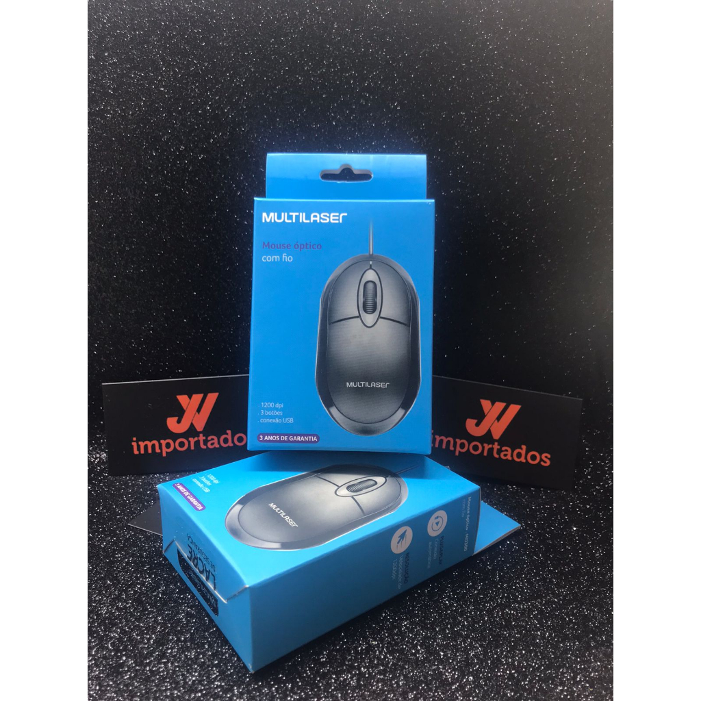 Mouse Multilaser Classic Box Óptico Full Black USB | Shopee Brasil