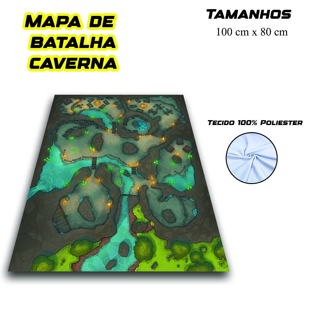 Playmat Mapa de Batalha RPG Caverna dungeon and dragons - Escorrega o Preço