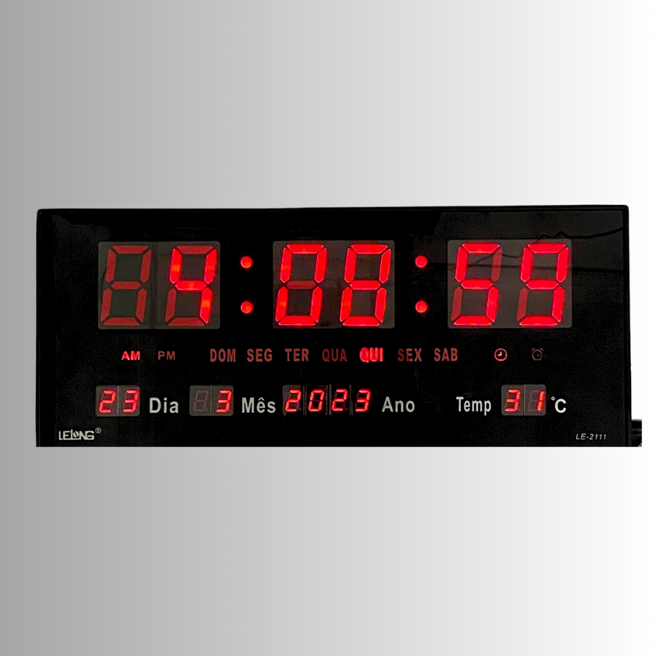 Relogio de Parede Grande Digital Led Facil De Configurar = Envio Rapido ...