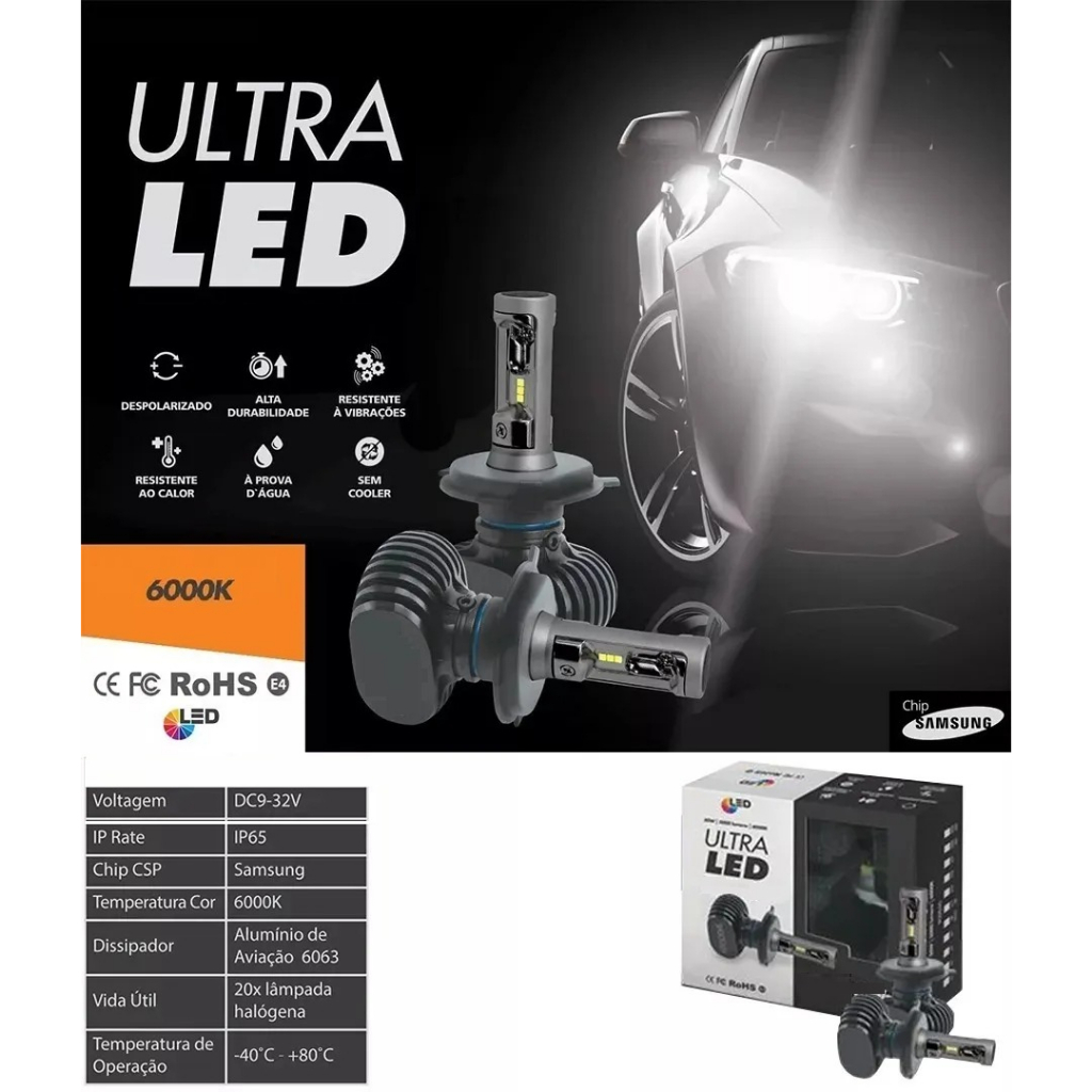 Lâmpada Ultra Led H4 Premium | Shopee Brasil