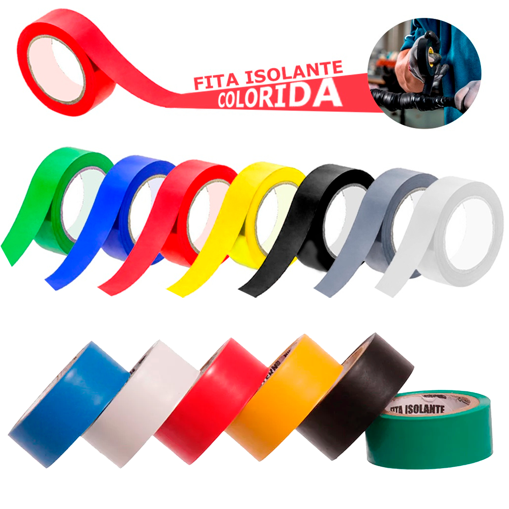 Fita Isolante Anti Chama 5mX18mm Colorida Várias Cores - Escorrega o Preço