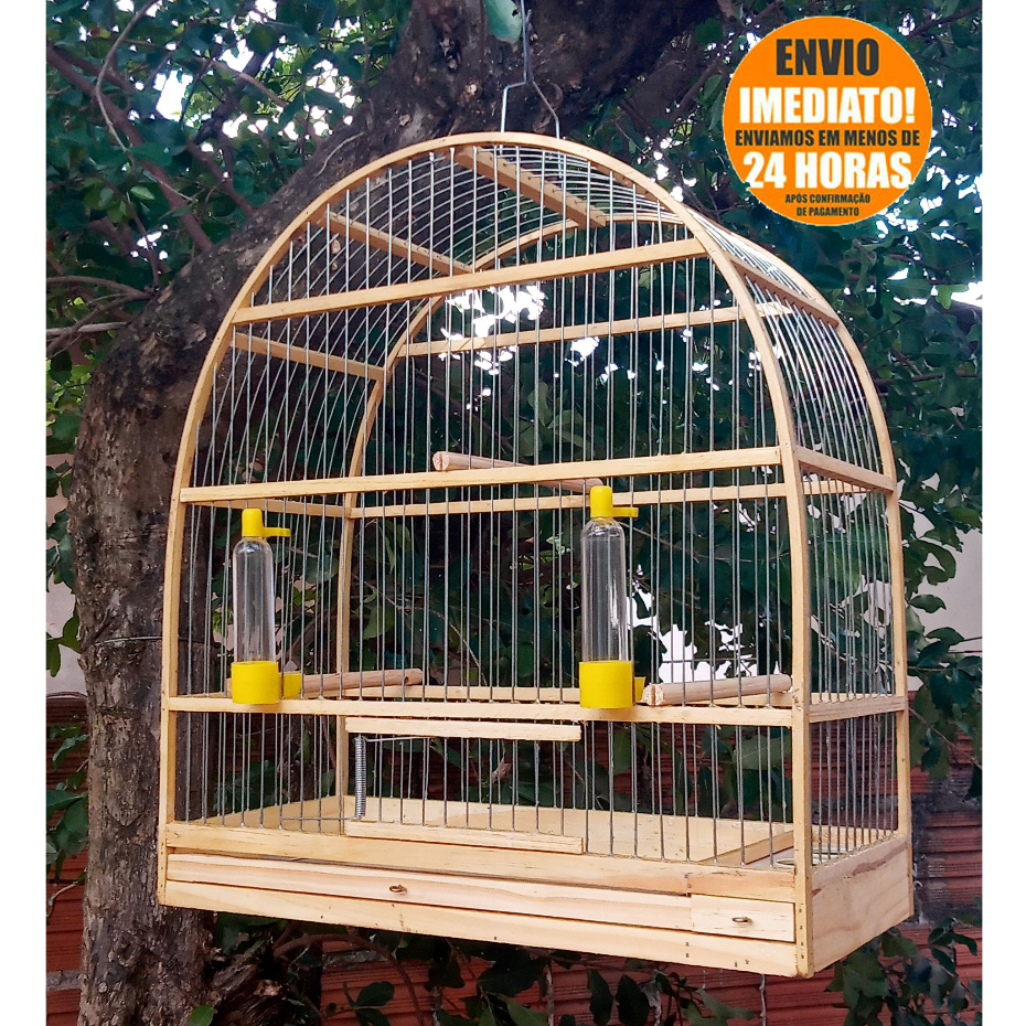 Gaiola Grande N3 de Madeira - Excelente Para Canário Belga Coleiro ...