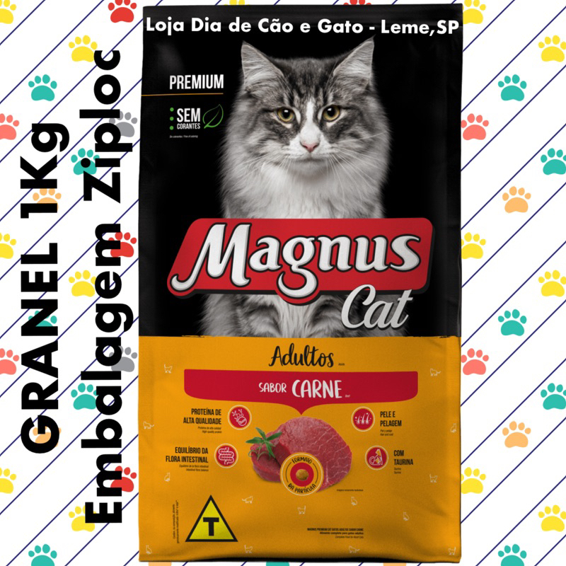 GRANEL 1Kg - Magnus Cat Premium Gatos Adultos Carne | Shopee Brasil