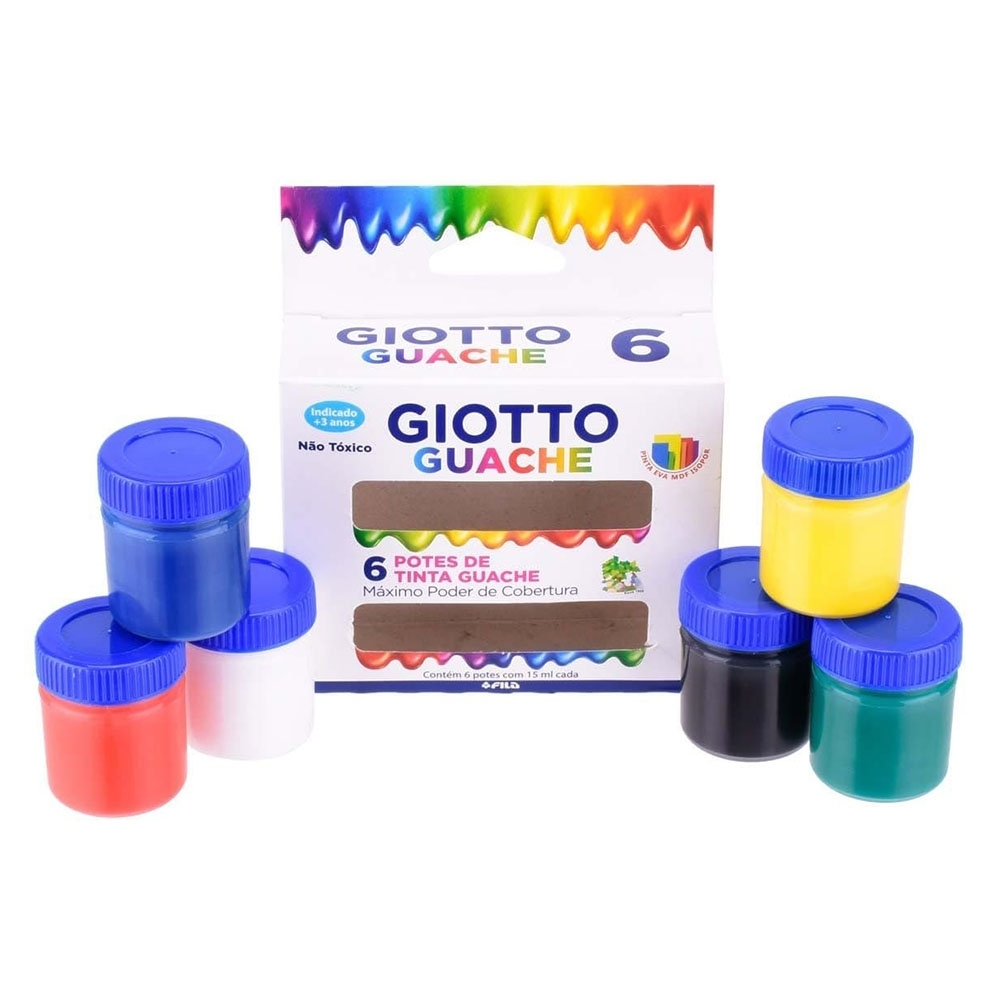 Tinta Guache - 6 cores - Giotto | Shopee Brasil